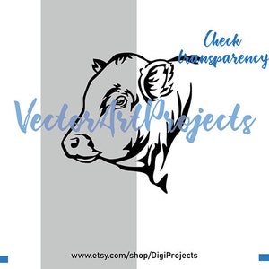 Simmental Bull Svg Cattle Head Vector Graphic Art, Cow Profile ...