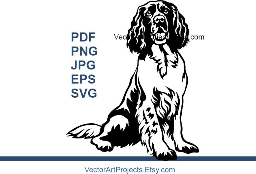 Sitting Dog English Springer Spaniel Svg, Hunting Dog Vector Cuttable ...