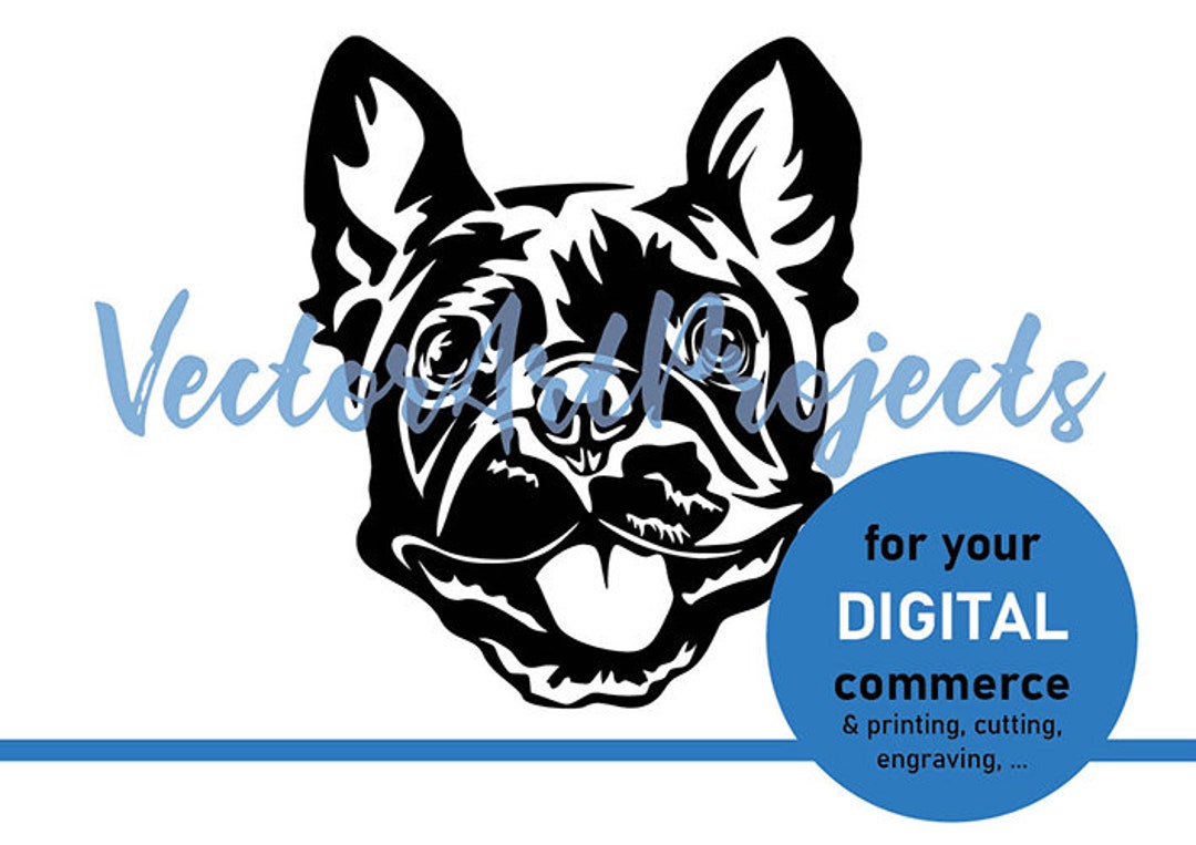 French Bulldog Svg Head Vector Graphic Art, Dog Clipart Cut File ...