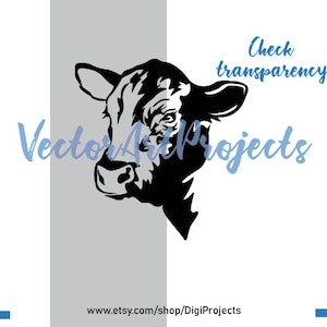 Black Angus Svg Head Vector Graphic Art Farm Animal Cattle Clipart Cut ...