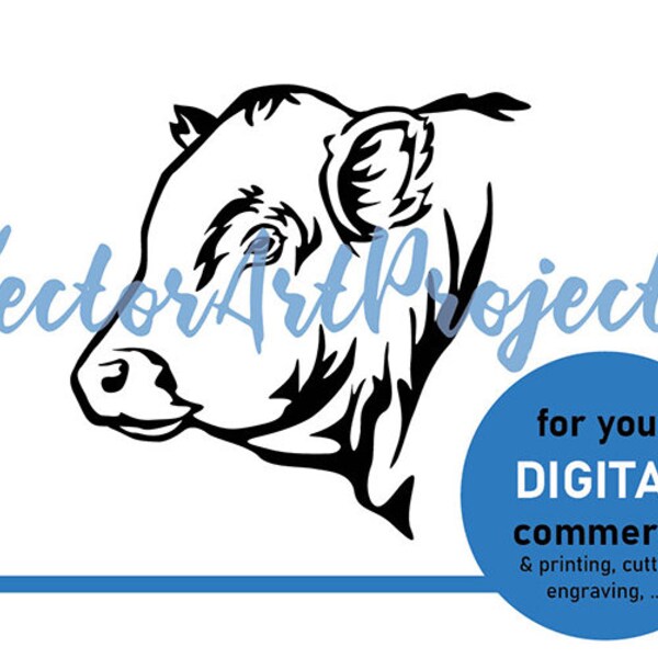 Cow Vector Digital Profile - Etsy