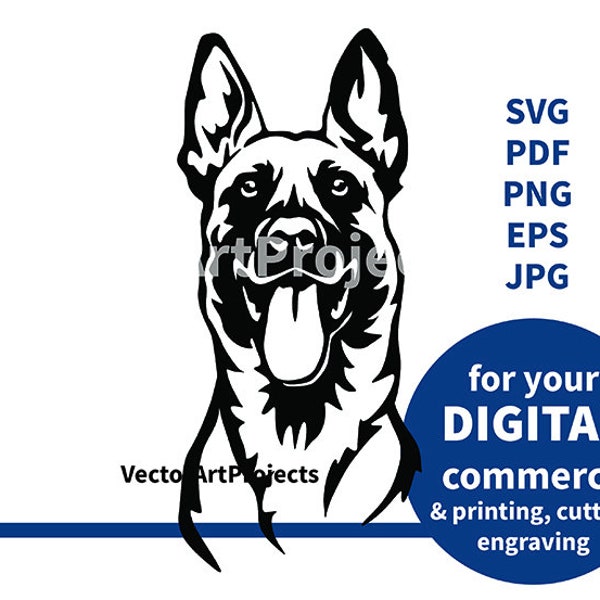 Malinois Head Profile Svg - Etsy