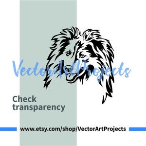 Sheltie Svg Vector Clip Art Portrait, Sheltie Cuttable Illustration ...