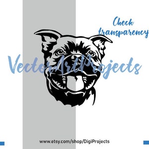 Staffordshire Bull Terrier Svg Smiling Dog Face Cut File, Staffy Vector ...