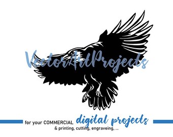 Flying Raven Svg Clipart Flying Bird Cut File Cricut Cuttable - Etsy