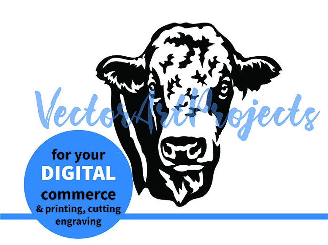 Simmental Bull Svg Cattle Head Vector Graphic Art, Cow Profile ...