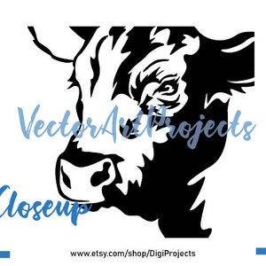 Black Angus Svg Head Vector Graphic Art Farm Animal Cattle Clipart Cut ...