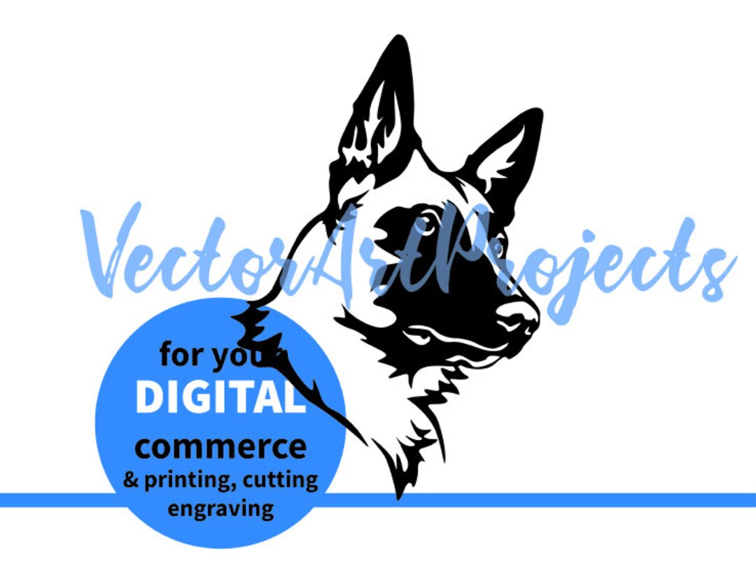 Malinois Dog Svg Portrait Vector Graphic Digital Design, Malinois Face ...