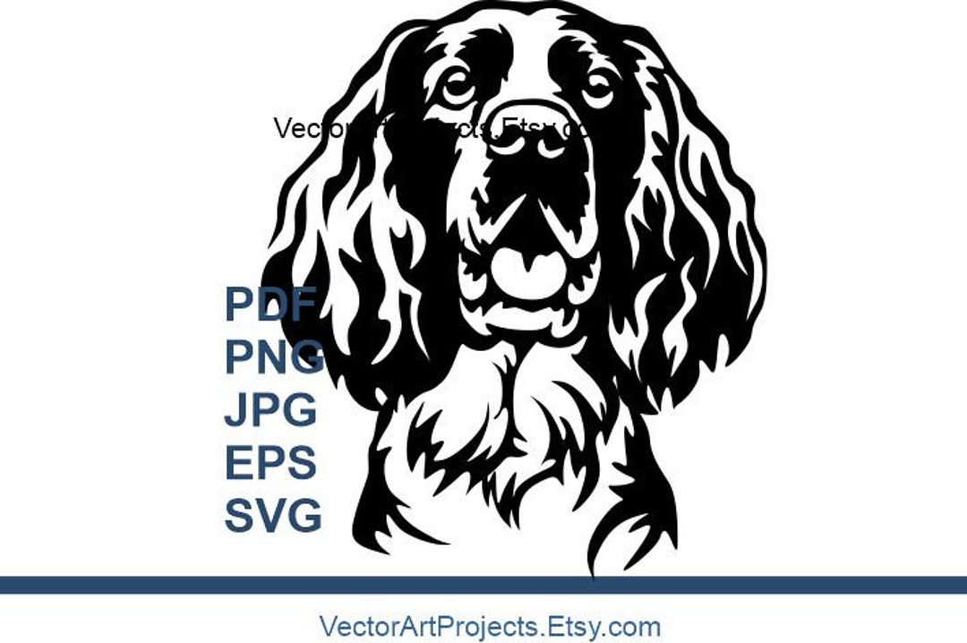 Springer Spaniel Svg, Dog Head Vector Portrait, English Springer ...
