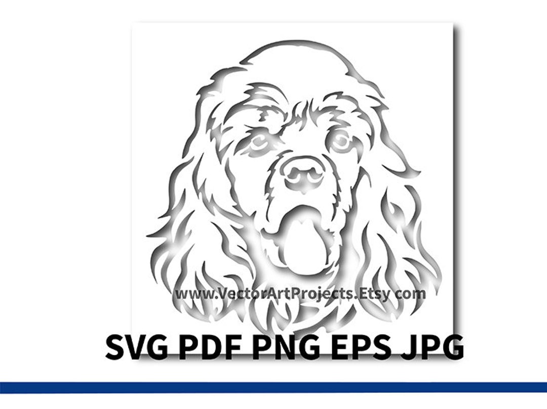 American Cocker Spaniel SVG Stencil Template, Cocker Spaniel Vector ...