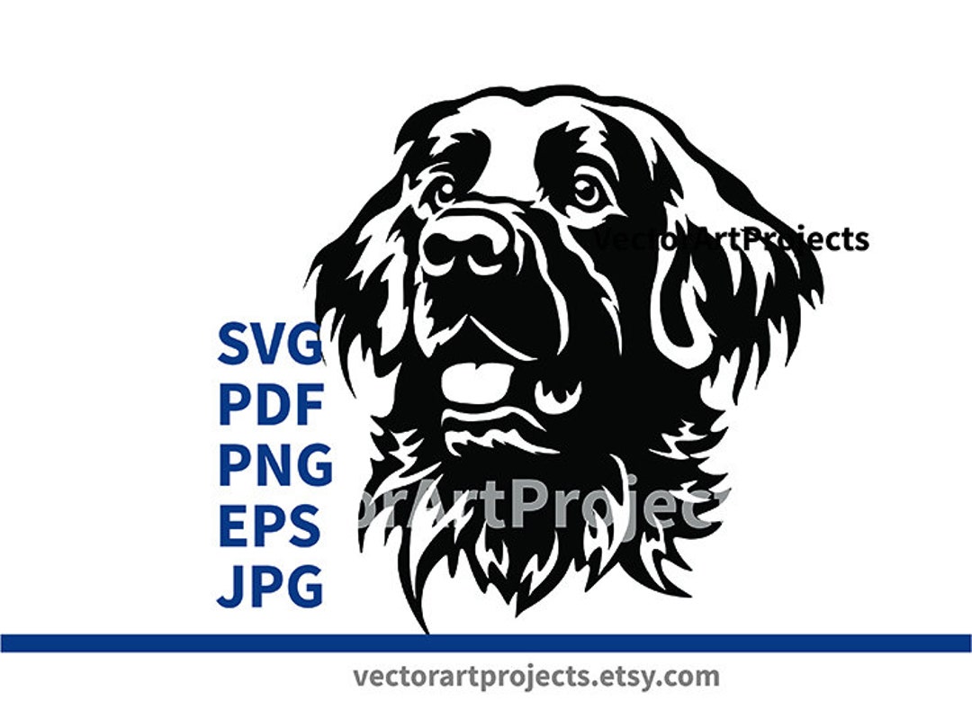 Flat Coated Retriever Svg Vector Graphic Art, Dog Digital Clip Art ...