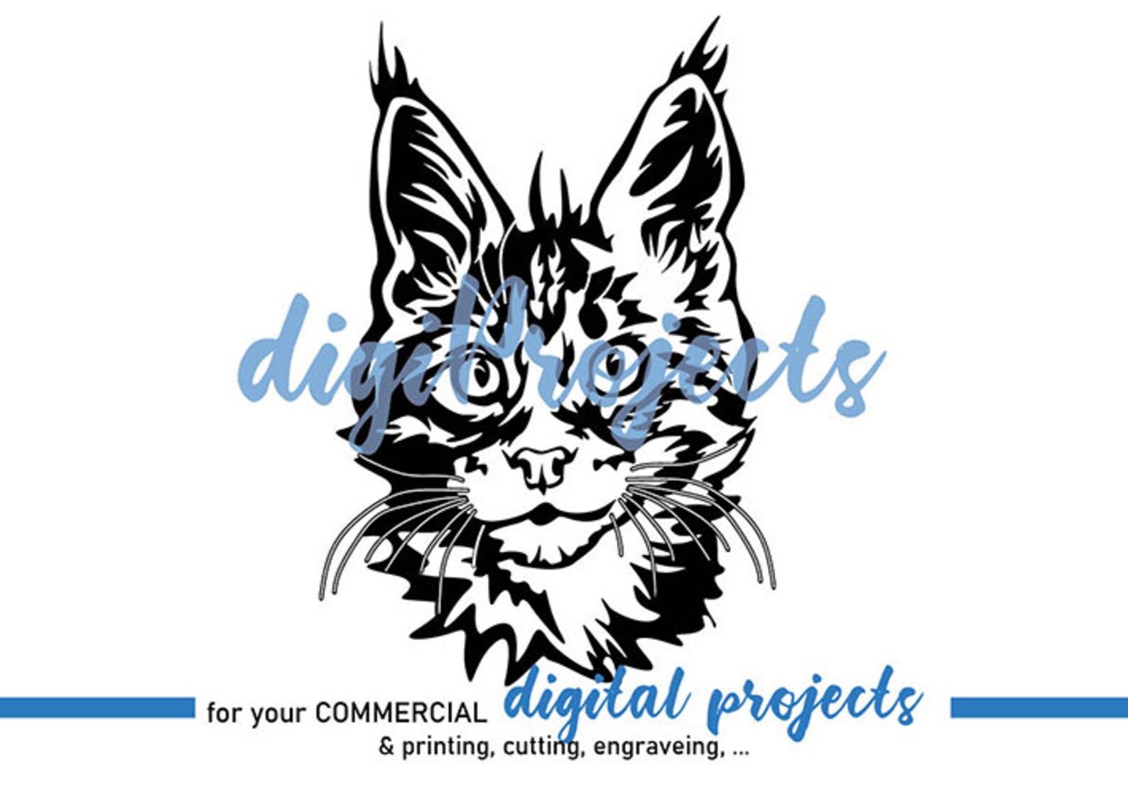 Maine Coon Svg Clipart Cat Head Vector Graphic Art Maine Coon - Etsy