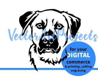 Black Mouth Cur Face Svg Clip Art Vector Graphic File Black - Etsy