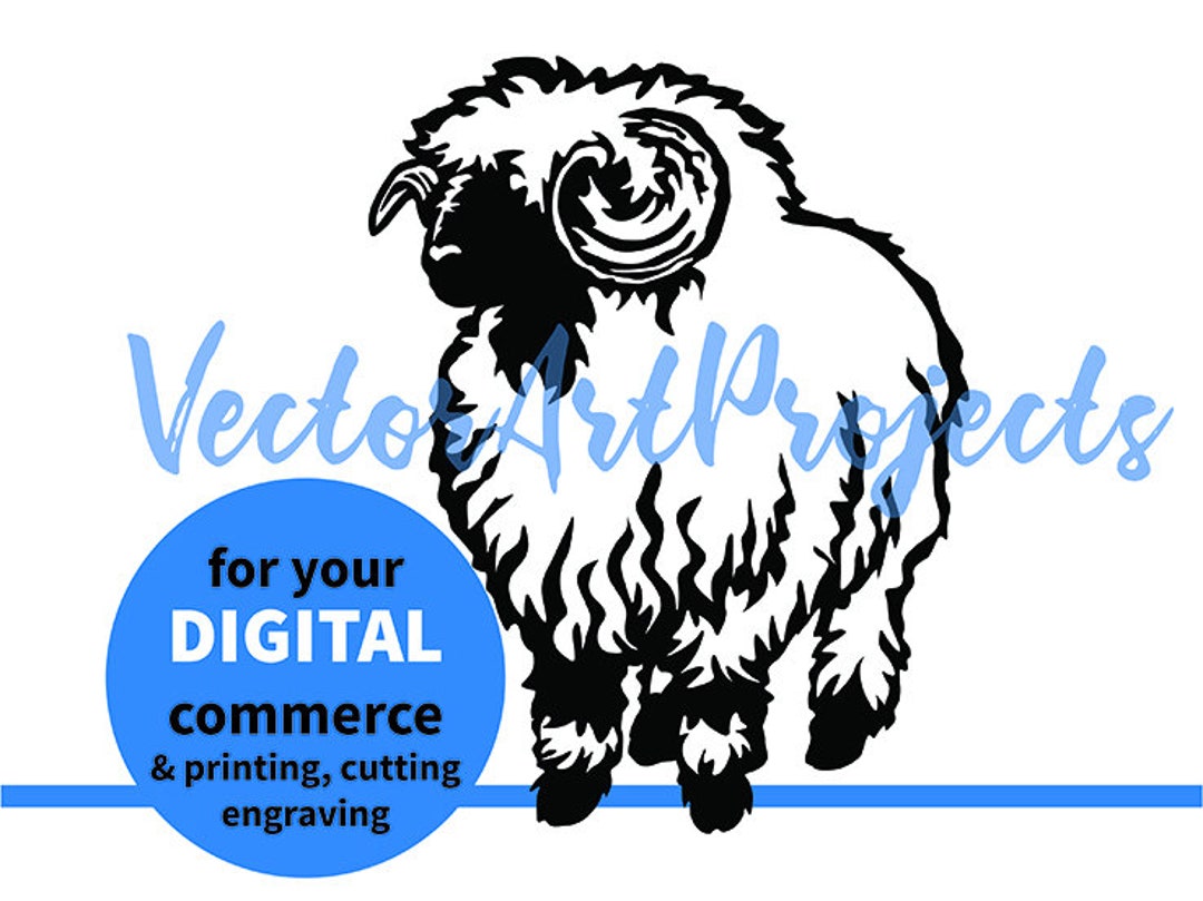 Valais Blacknose Sheep Svg Vector Graphic File Blacknose Ram Cuttable Digital Design Etsy