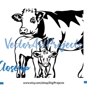 Simmental Cow and Calf Svg Clipart, Simmental Cattle Cut File Vector ...
