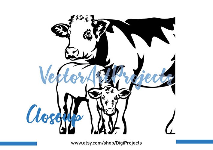 Simmental Cow and Calf Svg Clipart Simmental Cattle Cut File - Etsy UK