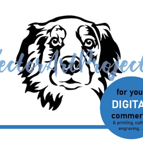 Merle Australian Shepherd Head Svg Clip Art Aussie Vector - Etsy