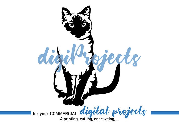 Siamese Cat Svg Vector Logo Art Siamese Cut File Digital Cat T - Etsy