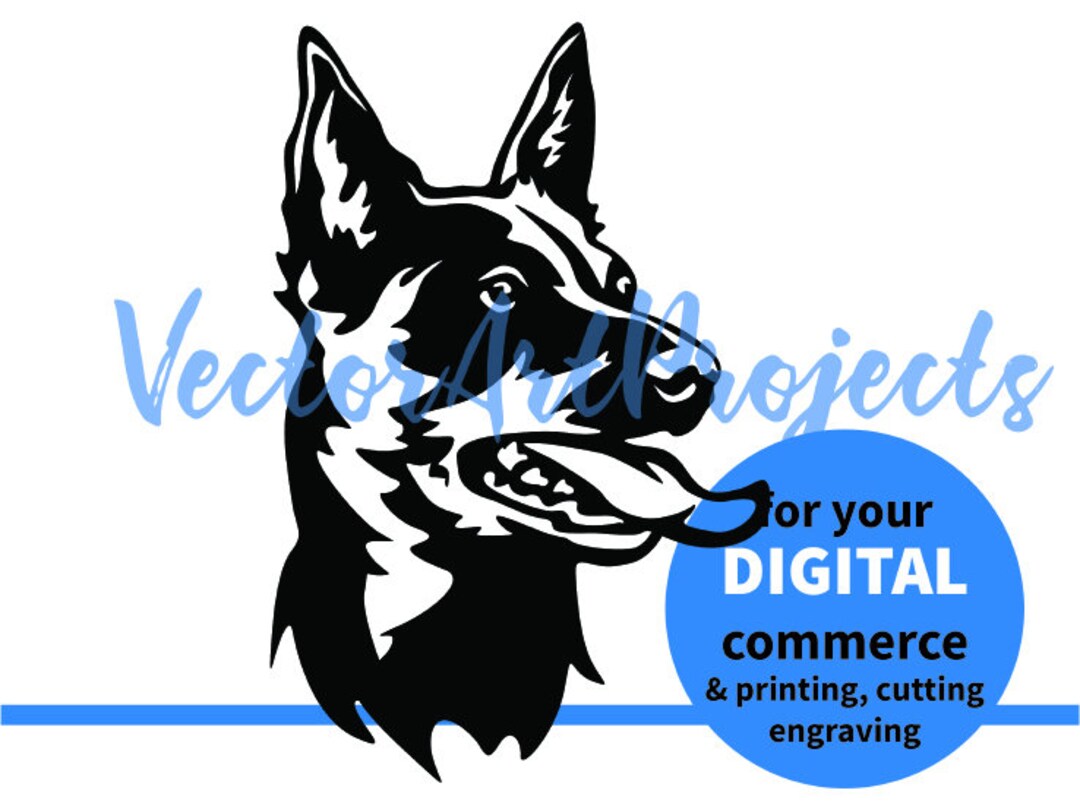 Australian Kelpie Svg Vector Graphic Digital Design, Kelpie Face ...