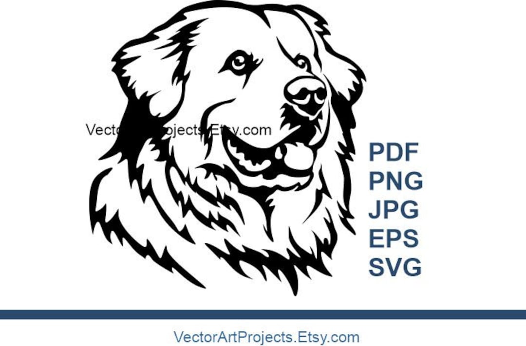 Great Pyrenees Dog Svg Clip Art Portrait, Great Pyrenees Cuttable ...