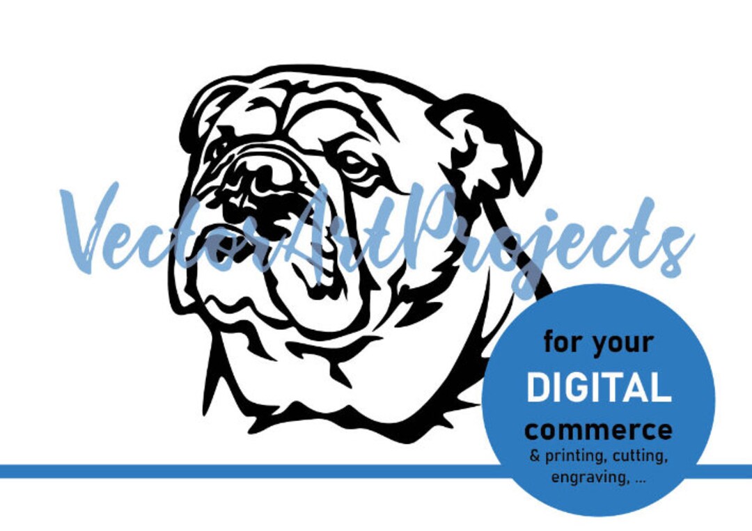 English Bulldog Face Svg Portrait Clip Art, Dog Head Vector Graphic Art ...