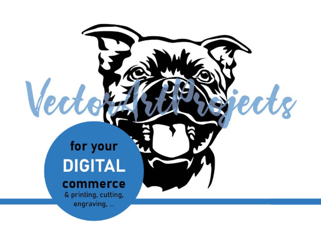 Staffordshire Bull Terrier Svg Smiling Dog Face Cut File, Staffy Vector ...
