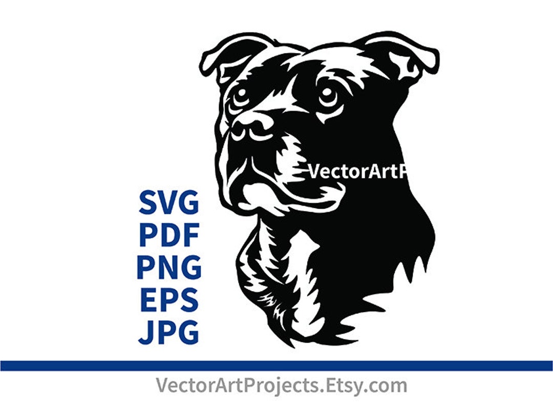Staffordshire Bull Terrier Dog Svg Vector Graphic Cuttable, Dog Clip ...