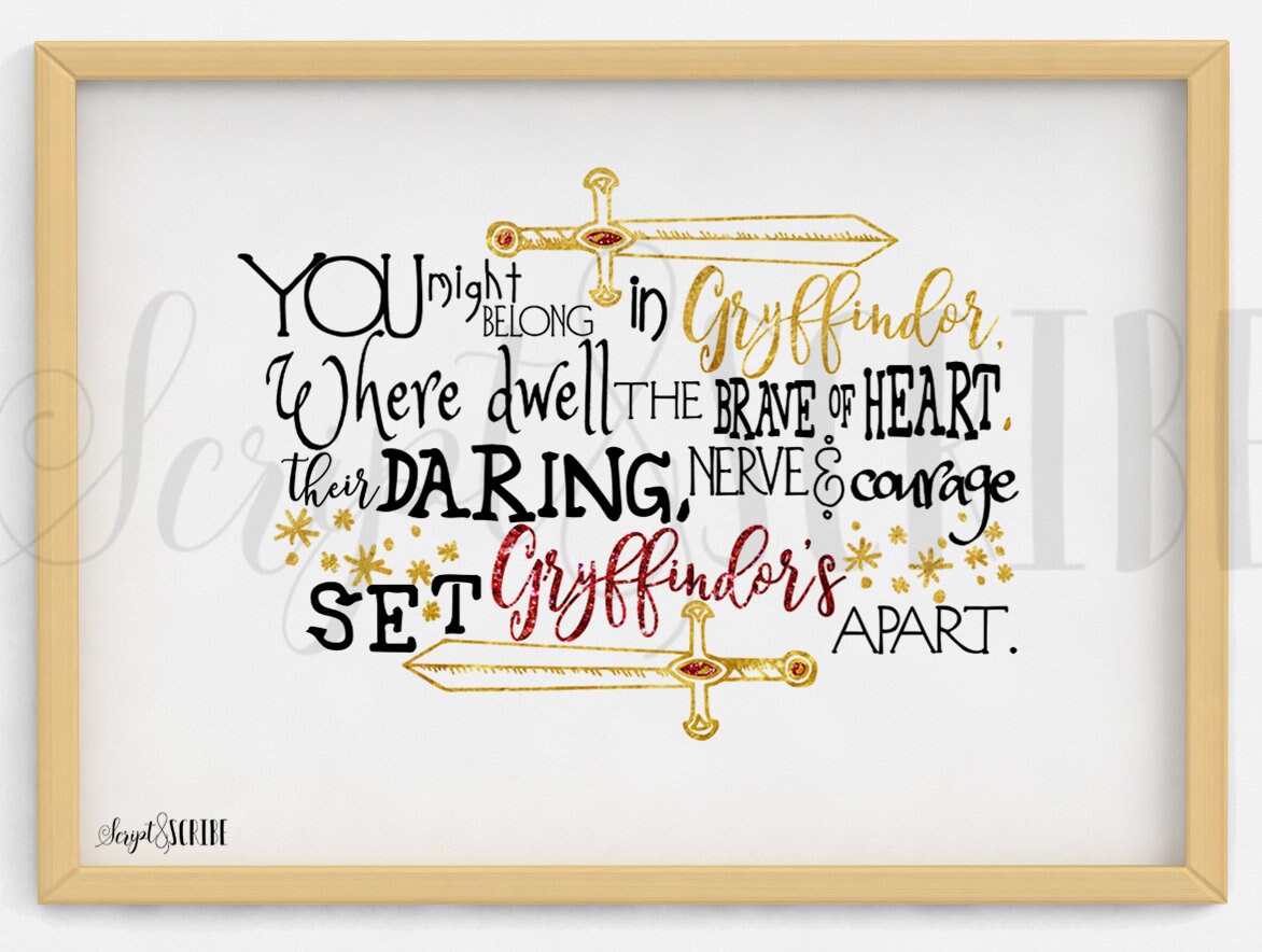 Gryffindor Sorting Hat Quote DIGITAL DOWNLOAD Harry | Etsy