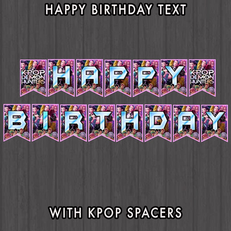 K-pop Demon Hunters Happy Birthday Banner – Printable Party Decor (5x7 ...