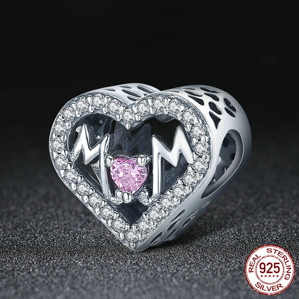 BAMOER 925 Sterling Silver Bracelet Charm-love Heart Mom Charm - Etsy