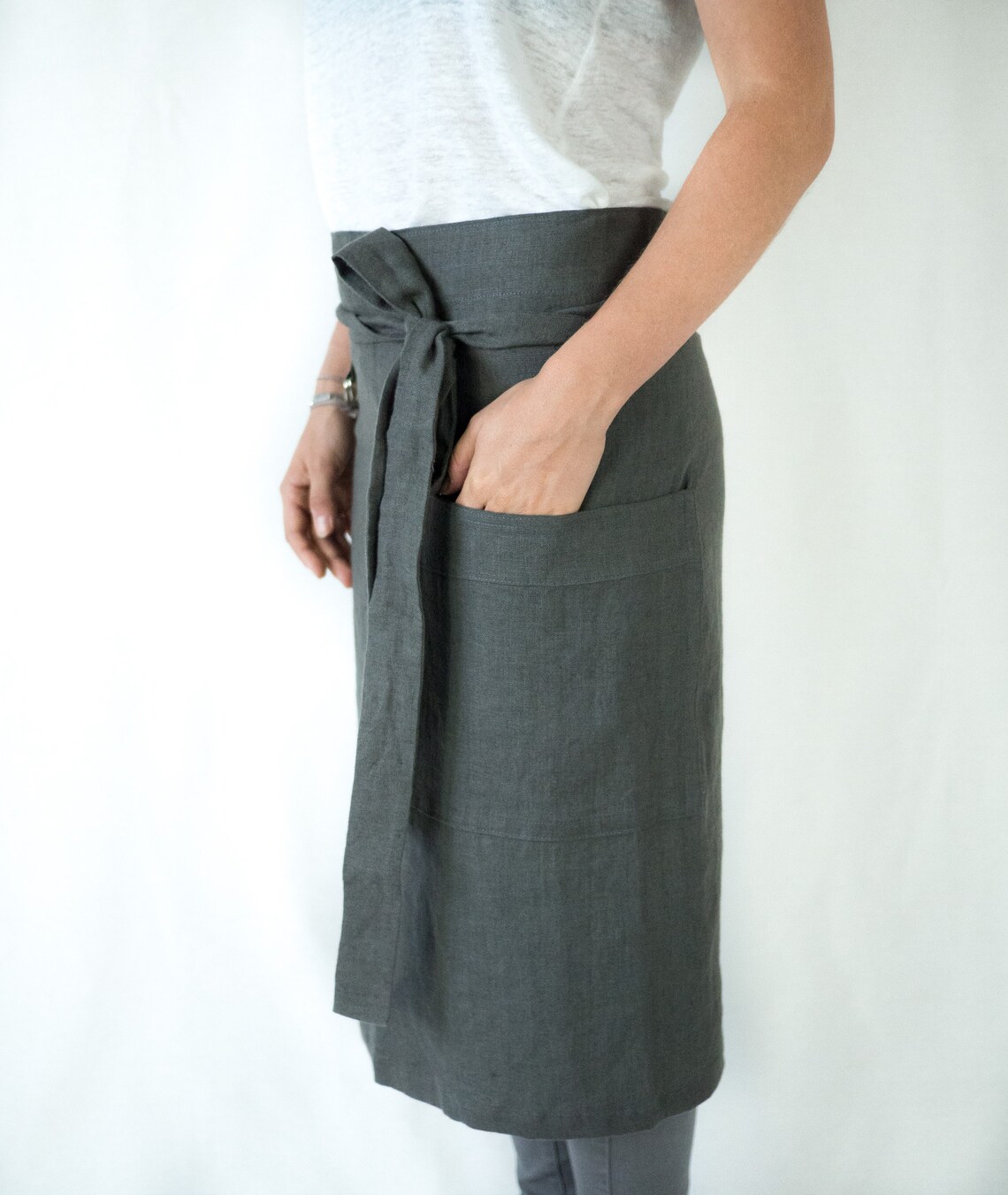 Linen Apron/cafe Apron/linen Half Apron/florist Apron/eco - Etsy