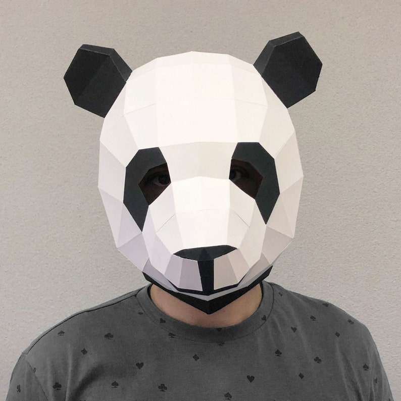 PANDA MASK pdf Papercraft printable template for Adults and | Etsy