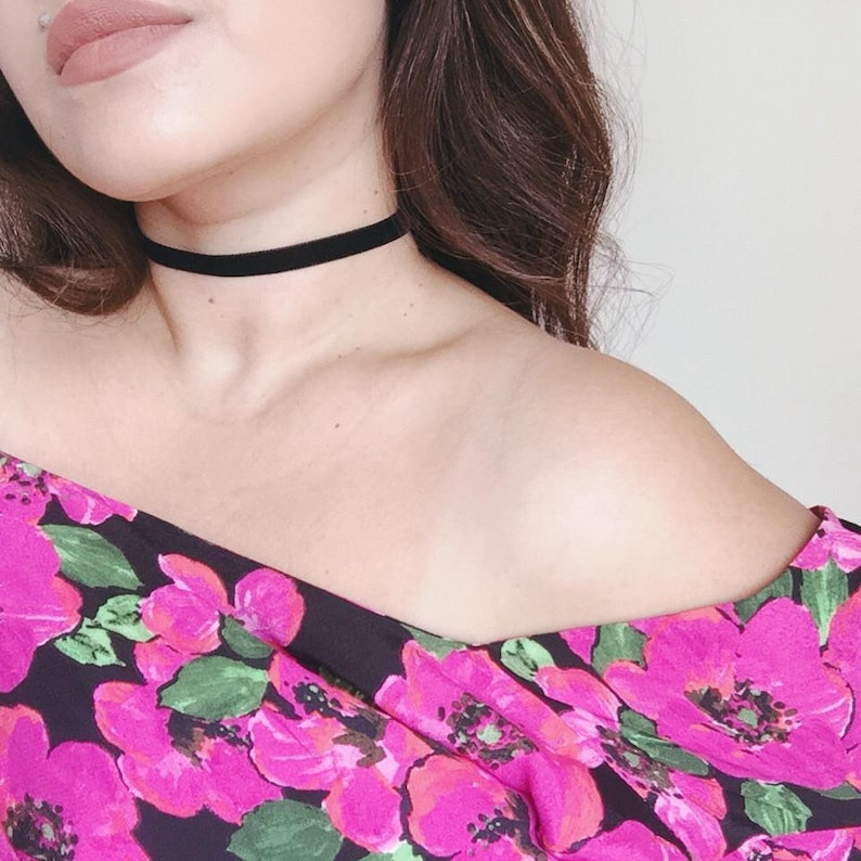 Thin Black Velvet Choker Super Stretchy Comfortable Fit Etsy