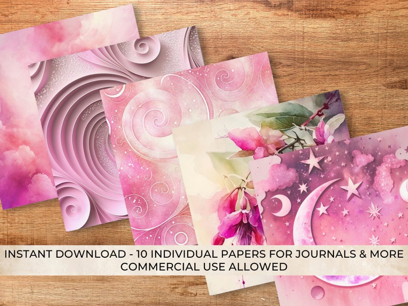 Pink Digital Paper, Set of Backgrounds, Pink Textures, for Commercial ...