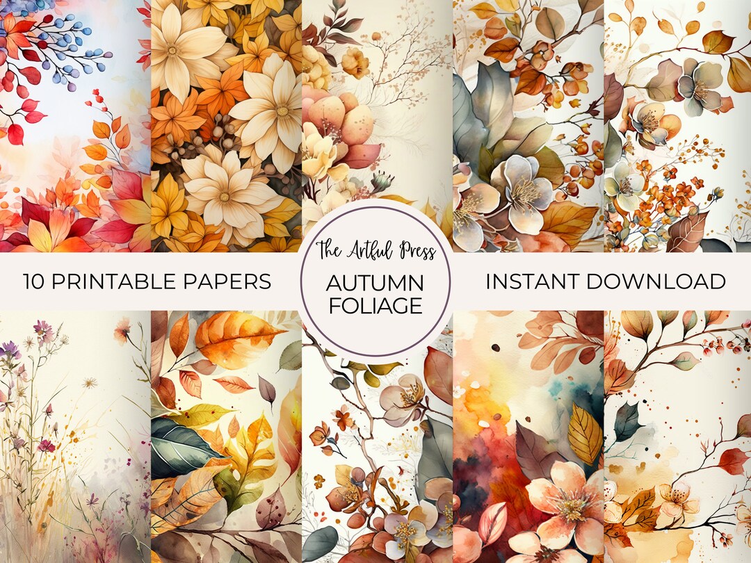 Fall Foliage Digital Paper Set, Autumn Junk Journal Paper, Fall Leaves ...