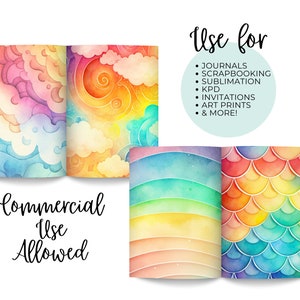Watercolor Rainbow Digital Paper, Rainbow Backgrounds, Colorful ...
