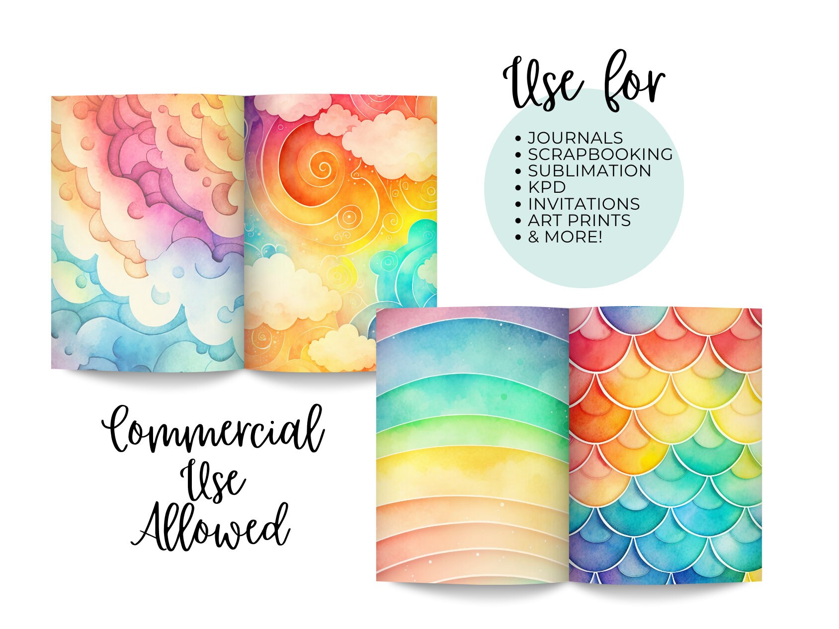 Watercolor Rainbow Digital Paper Rainbow Backgrounds - Etsy