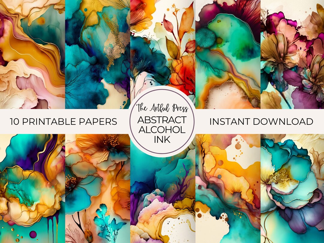 Abstract Alcohol Ink Backgrounds, Digital Paper Pack, Colorful ...