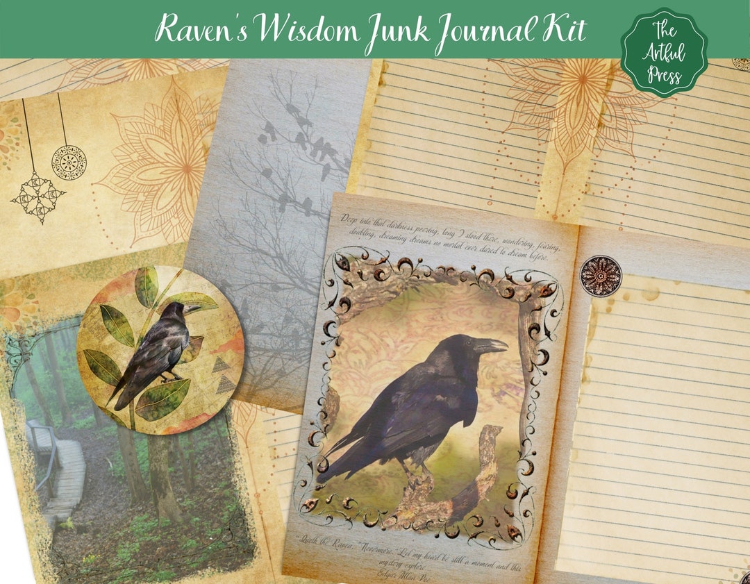 Raven Junk Journal Kit, Printable Ephemera, 8.5 X 11 Fantasy Collage ...