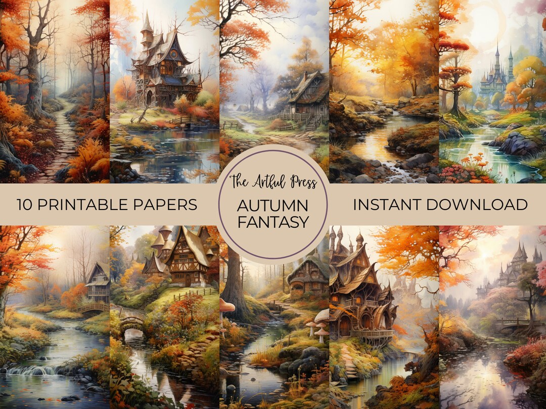 Fall Fantasy Digital Paper Set, Autumn Junk Journal Paper, Autumn ...