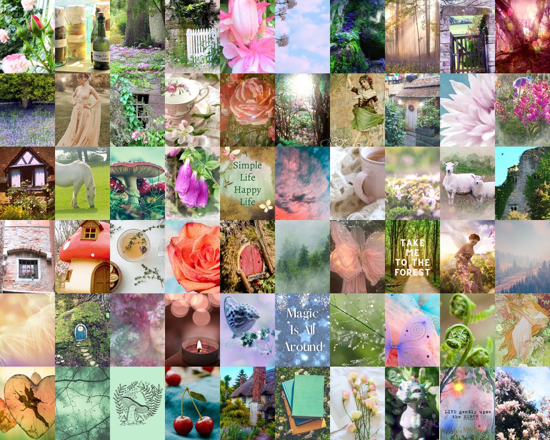 Cottagecore Wall Collage Kit - Cottagecore Aesthetic Decor - Instant ...