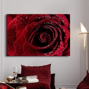 Large Rose Canvas Wall Art Red Rose Close up Wall Decor for Women ...