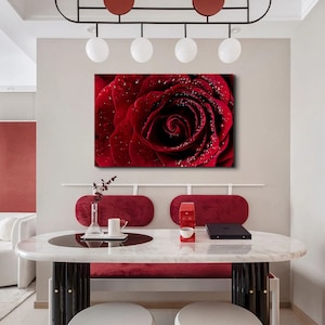 Large Rose Canvas Wall Art Red Rose Close up Wall Decor for Women ...