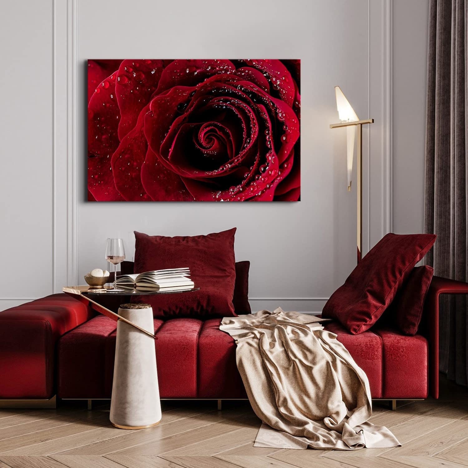 Large Rose Canvas Wall Art Red Rose Close up Wall Decor for Women ...