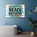 Beach House Canvas Wall Art Welcome Sign Wall Decor Teal Blue Beach ...