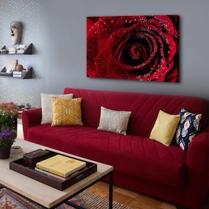 Large Rose Canvas Wall Art Red Rose Close up Wall Decor for Women ...
