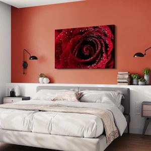 Large Rose Canvas Wall Art Red Rose Close up Wall Decor for Women ...