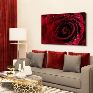 Large Rose Canvas Wall Art Red Rose Close up Wall Decor for Women ...