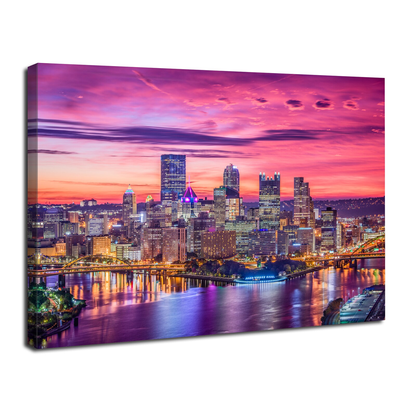 Pittsburgh Canvas Wall Art, Pittsburgh City Skyline Poster Pennsylvania ...