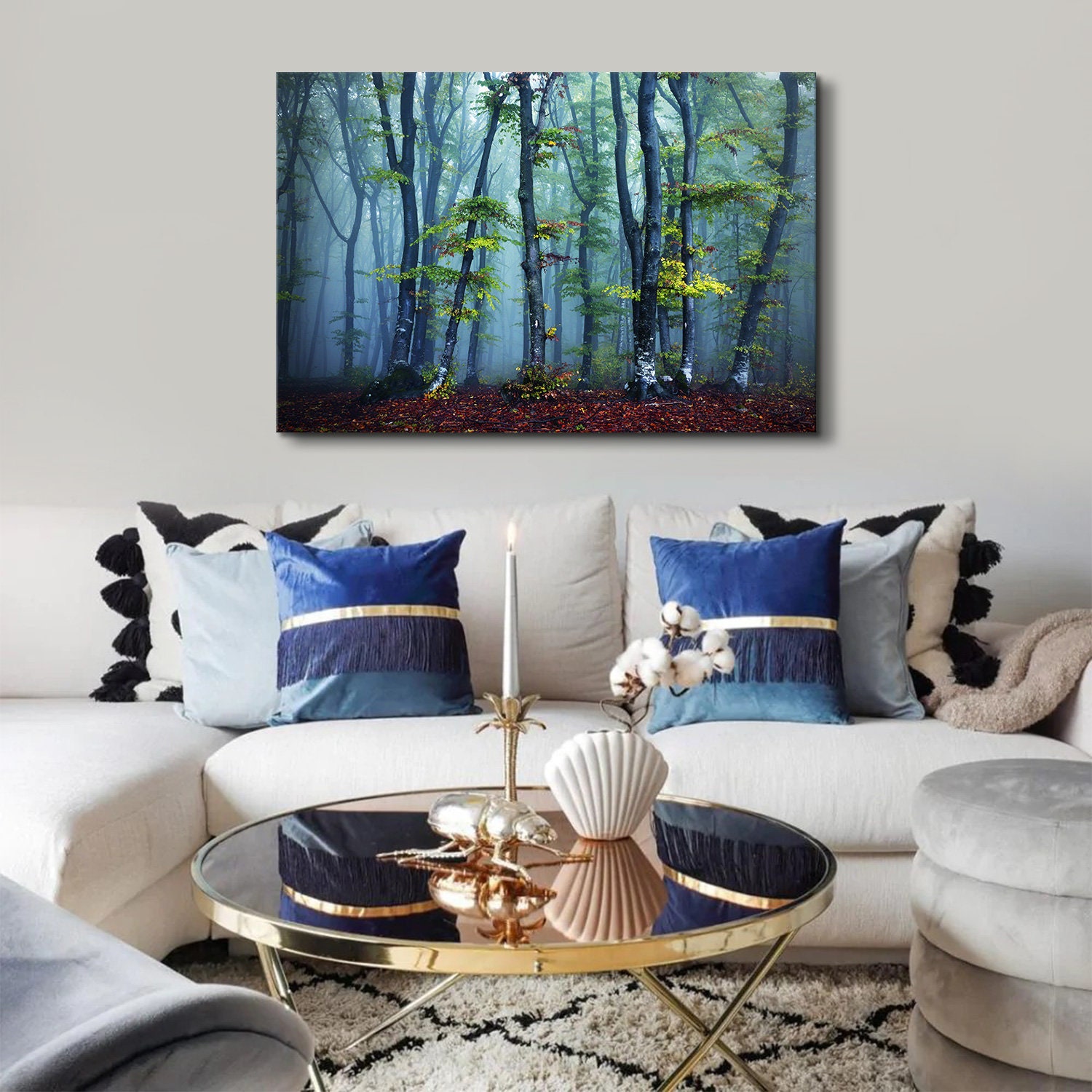 Misty Forest Canvas Wall Art Foggy Forest Scenery Prints Pictures ...